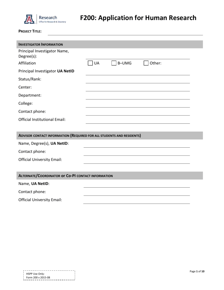 F200 - Office for the Responsible Conduct of Research