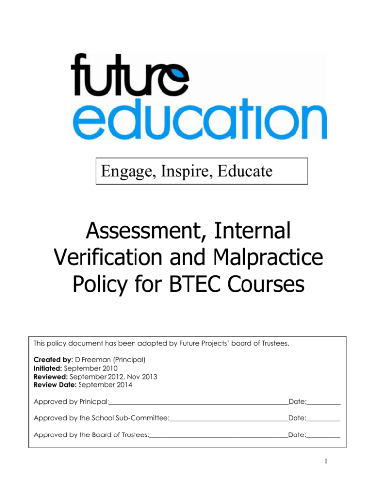 INTERNAL VERIFICATION AND MODERATION INTERNAL VERIFICATION AND MODERATION