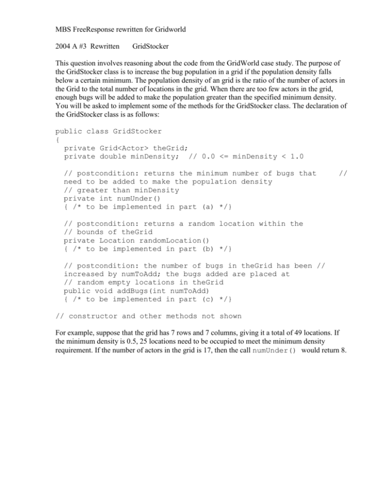 MBS FreeResponse rewritten for Gridworld
