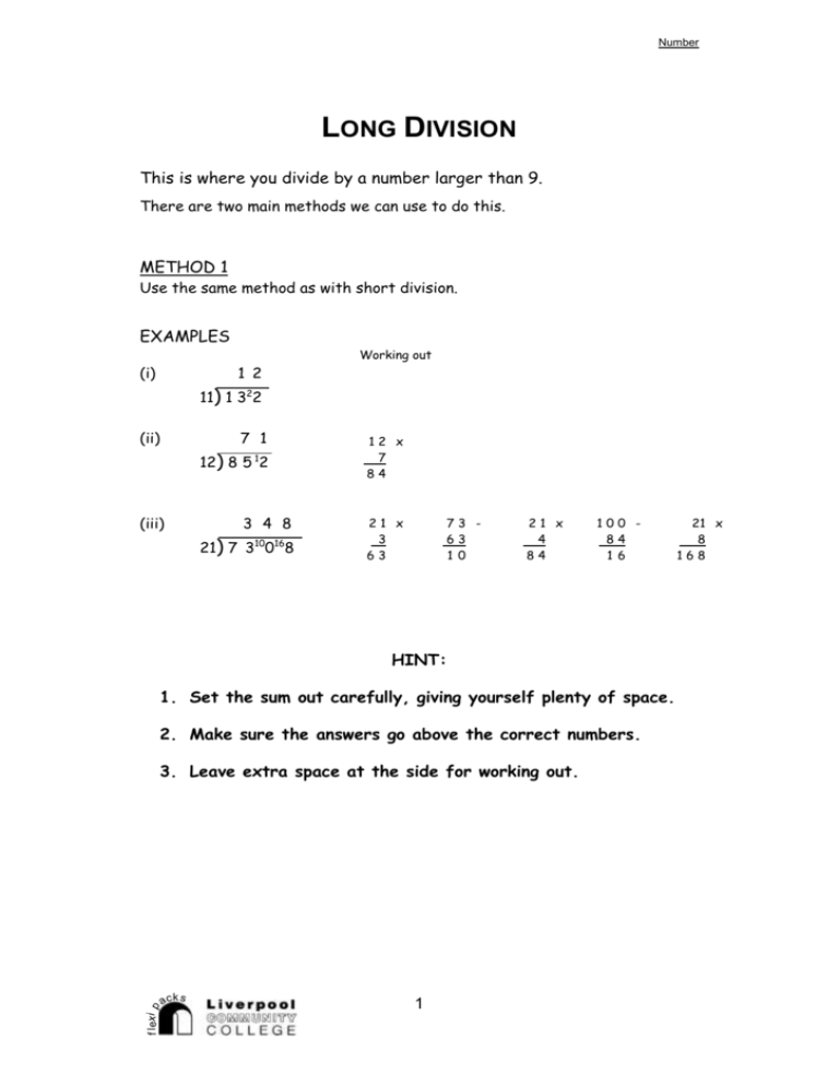 LONG DIVISION
