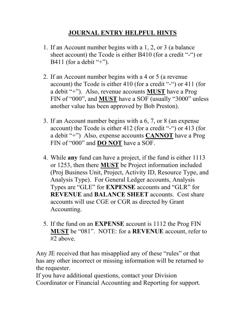 JOURNAL ENTRY CHEAT SHEET JOURNAL ENTRY CHEAT SHEET