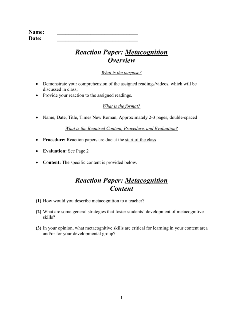  How To Start A Reaction Paper How To Make A Reaction Paper Paragraph 