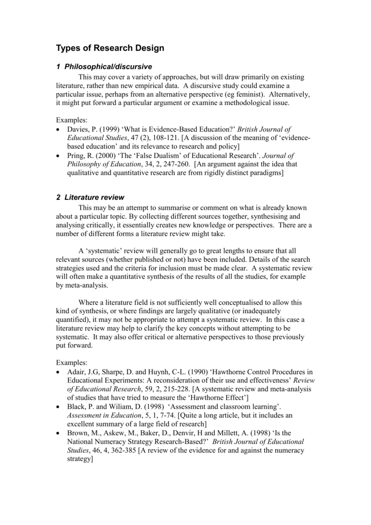 Types Of Research Design