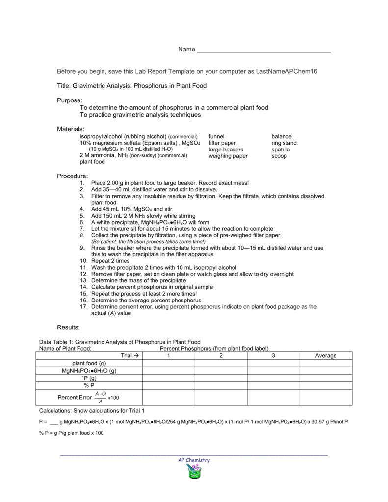 Lab 16 Gravimetric Analysis