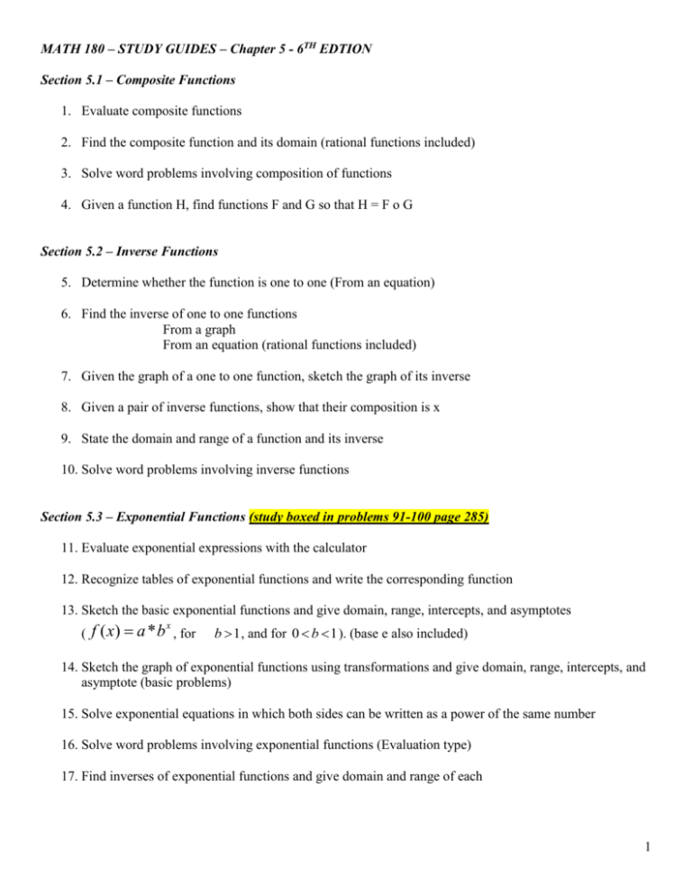 Math 180 Topics For Exam On Chapter 4