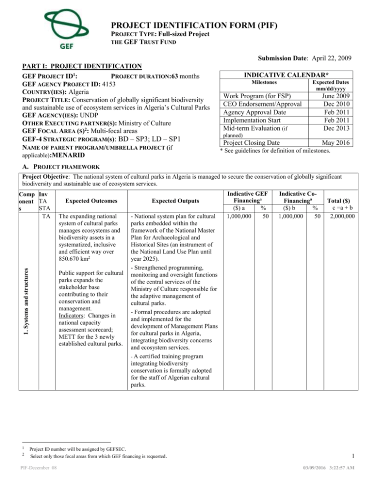 project identification form (pif)