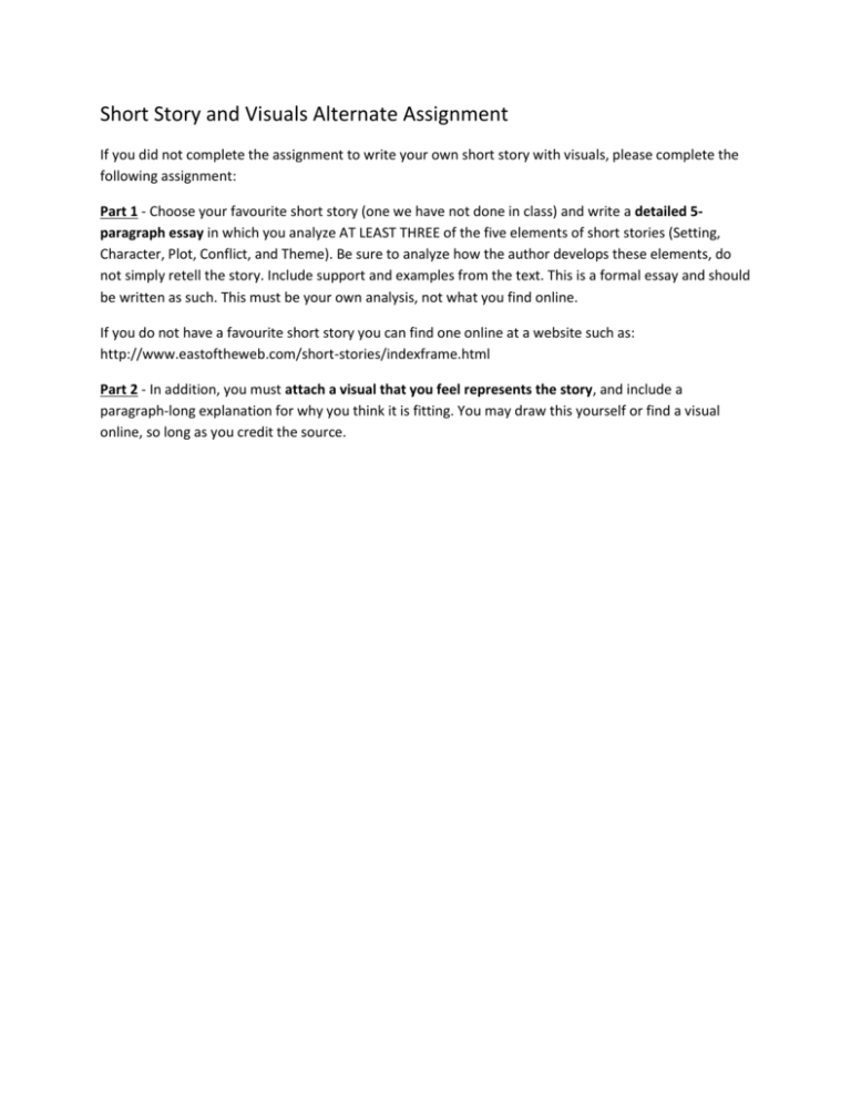Short Story And Visuals Alternate Assignment If You Did Not Complete