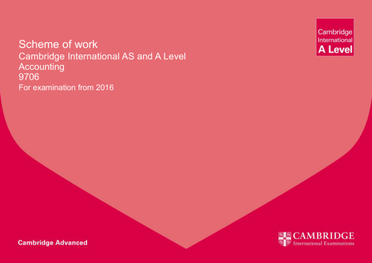 Scheme of Work A Level Accounting 9706 2016