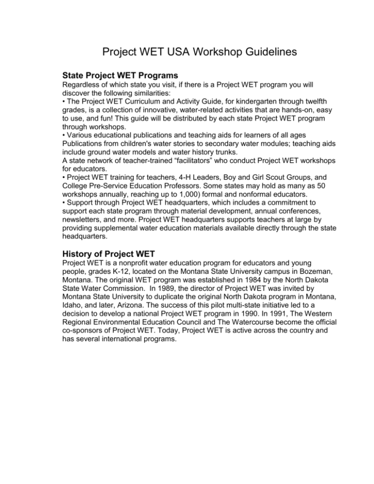 project wet educator's workshop