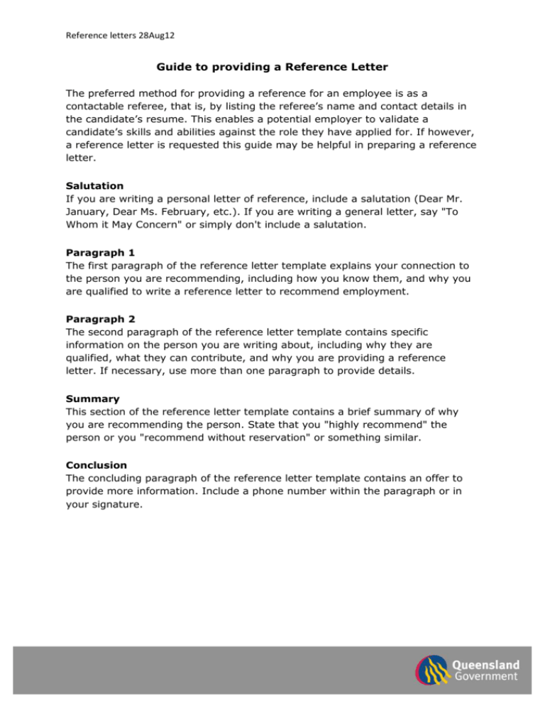 Reference Letter Guide