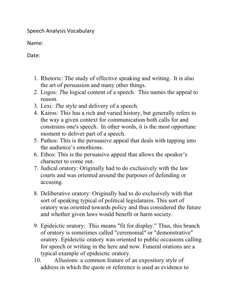 Critical Essay Speech Analysis Essay