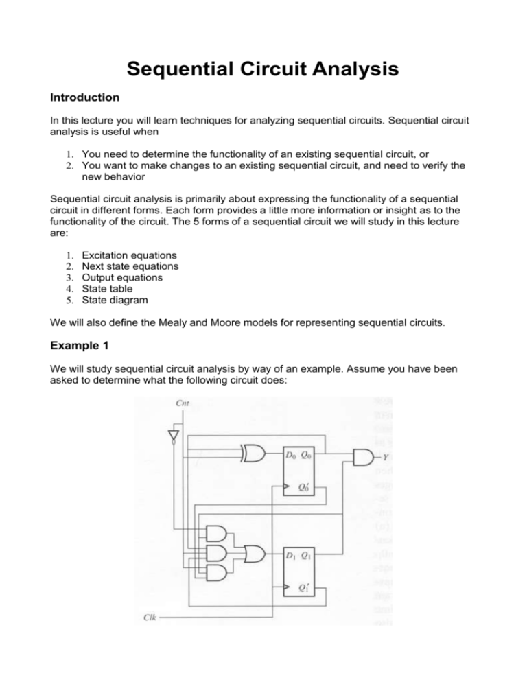 Sequential Circuit Analysis Introduction In This Lecture You Will Learn