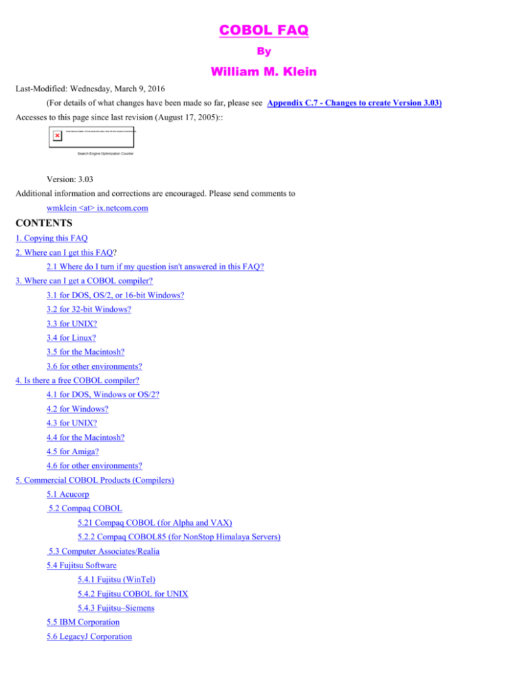 Cobol Faq SourceForge