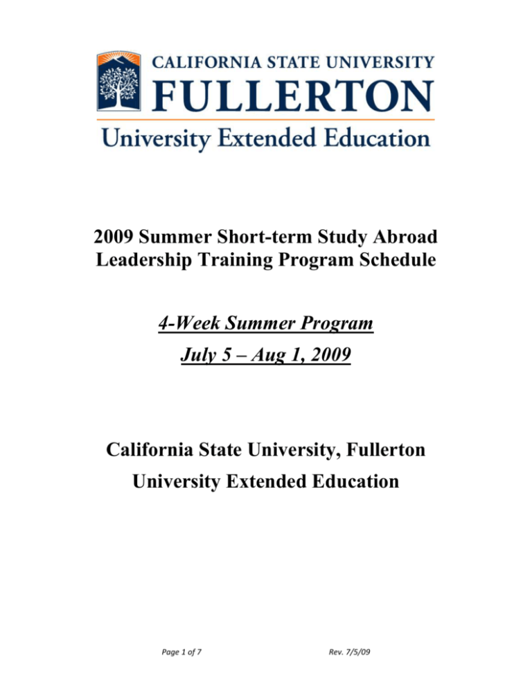 Program Schedule Program Schedule