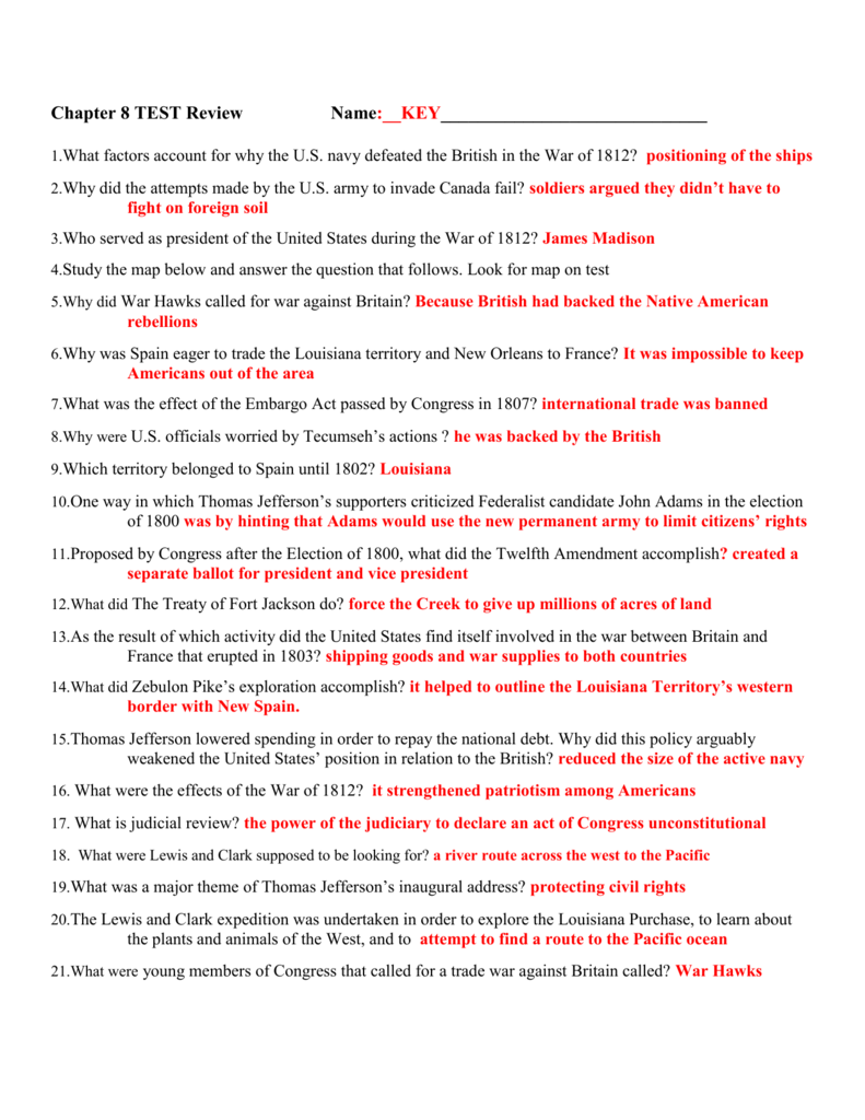 Answers For Study Guide