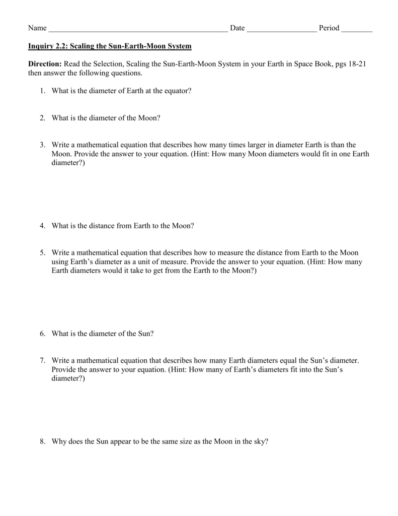 The Sun Earth Moon System Worksheet Answer Key The Earth Images The Sun Earth Moon System Worksheet Answer Key The Earth Images