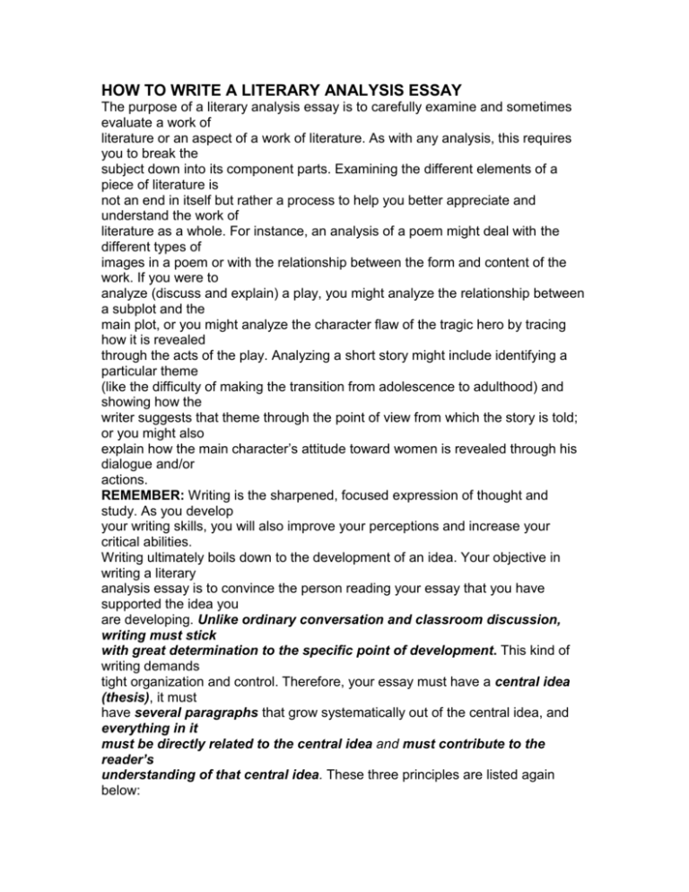 How To Write A Literary Analysis Essay How To Write A Literary Analysis Essay