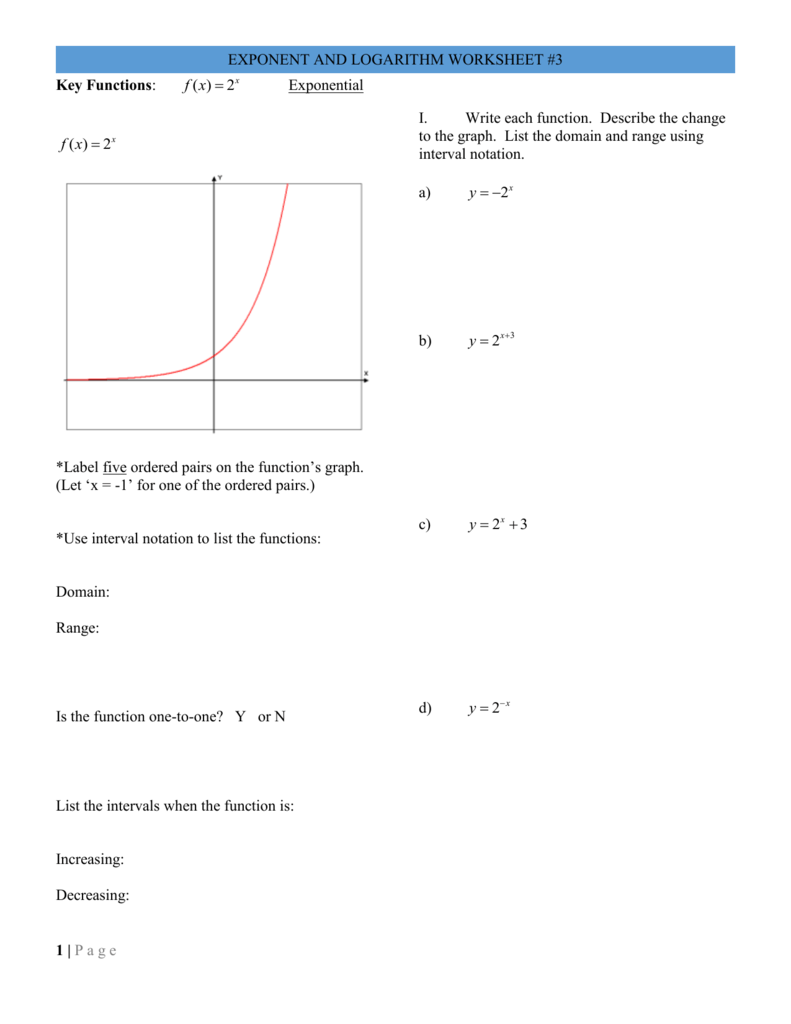 Exponent And Logarithm Worksheet 3 Exponent And Logarithm Worksheet 3