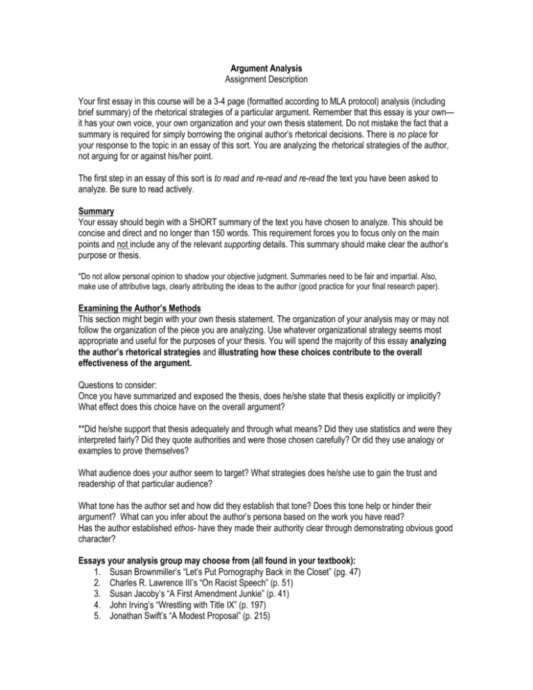 Argument Analysis Assignment