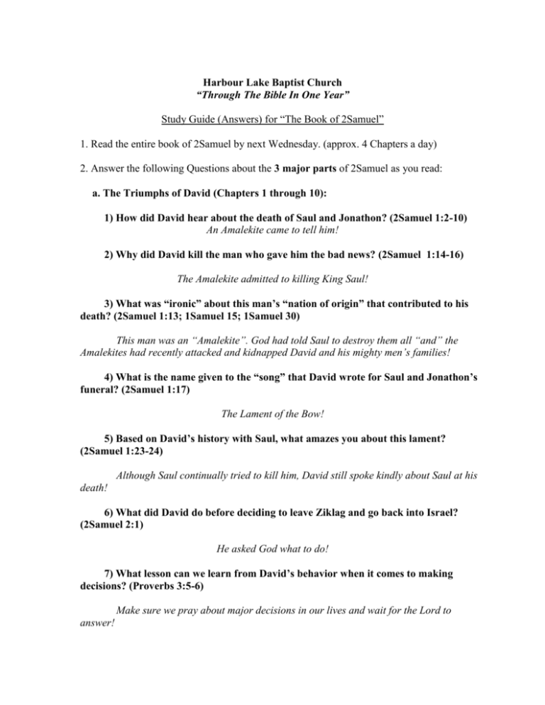 2 Samuel Study Guide David s Life Triumphs Troubles