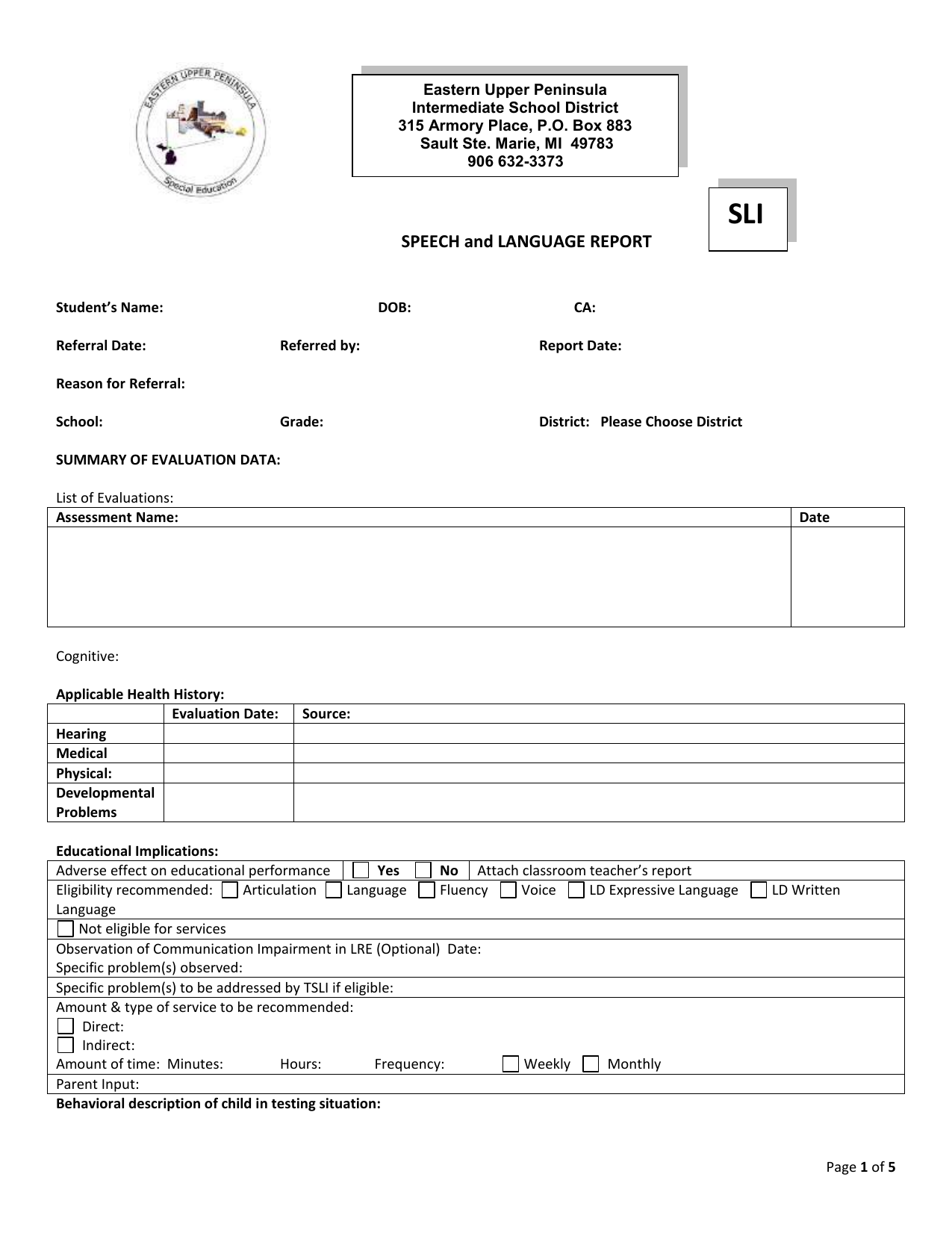 Speech And Language Report