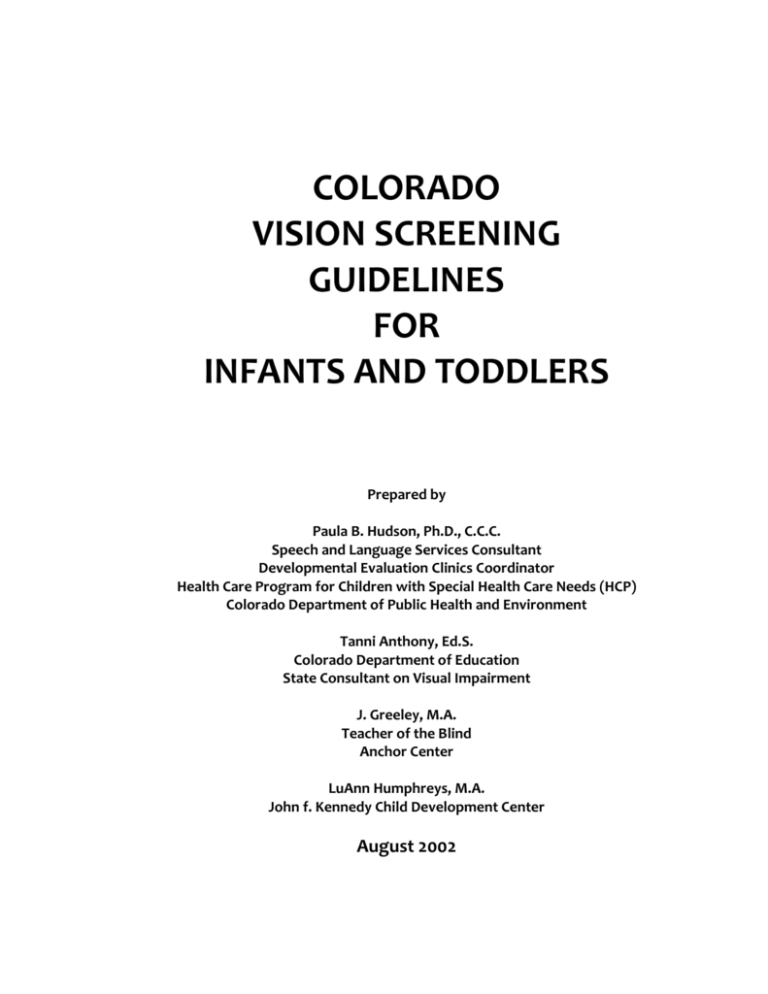 CDPHE Vision Screening Guidelines For Infants And Toddlers