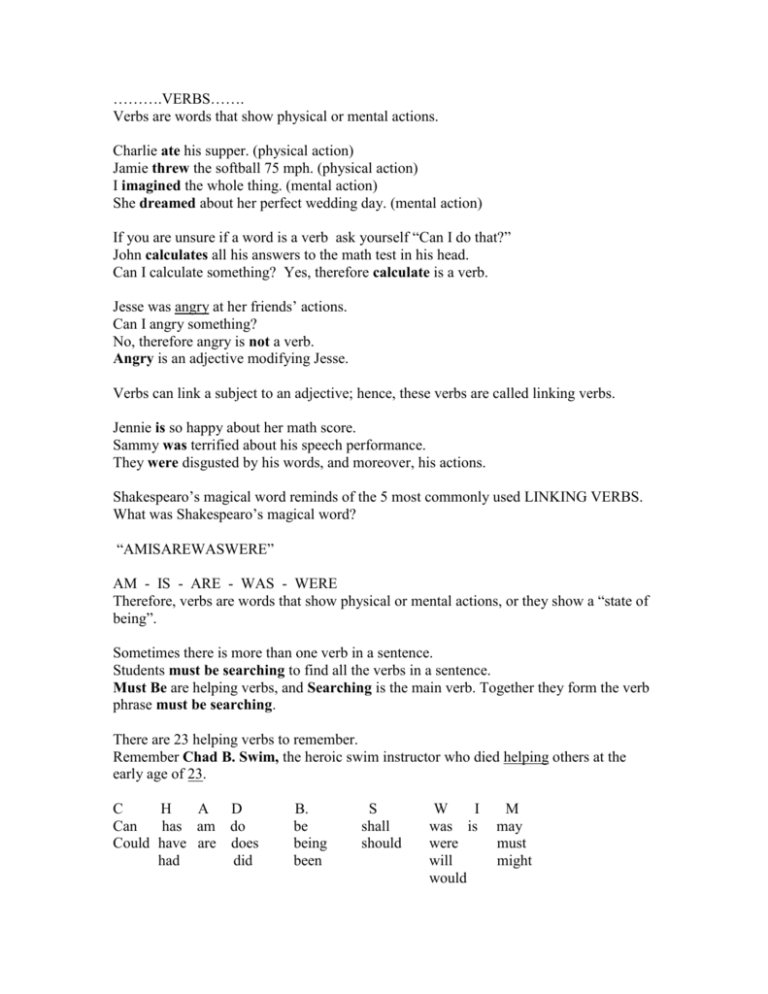 VERB Notes VERB Notes