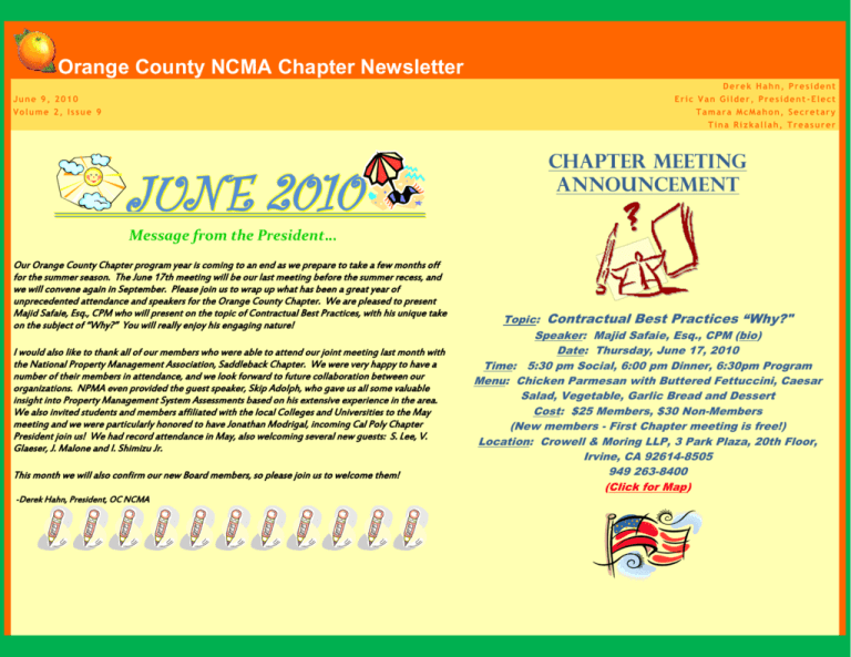 NCMA OC Chapter Newsletters June 2010