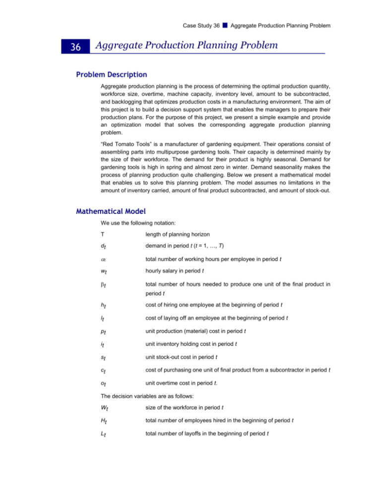 Aggregate Production Planning Problem