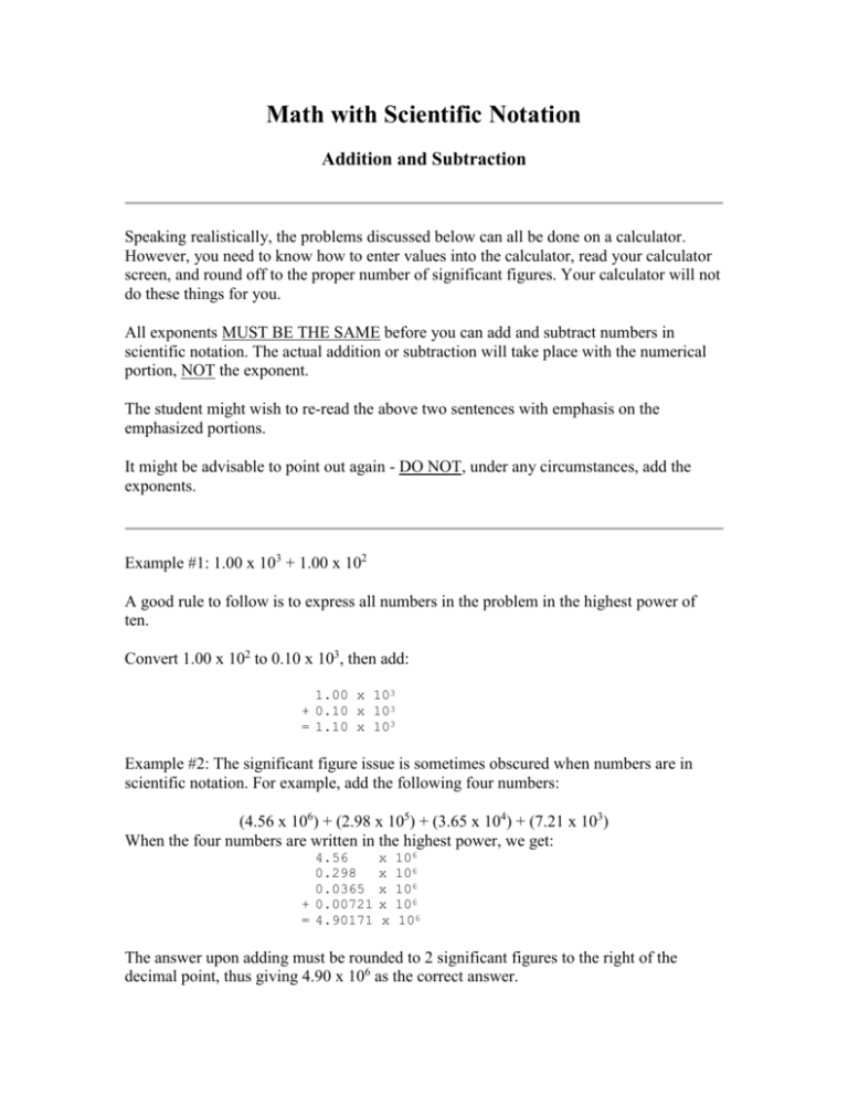 Math With Scientific Notation