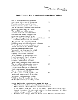 Hamlet's Soliloquy: How all occasions do inform against me (4.4.35