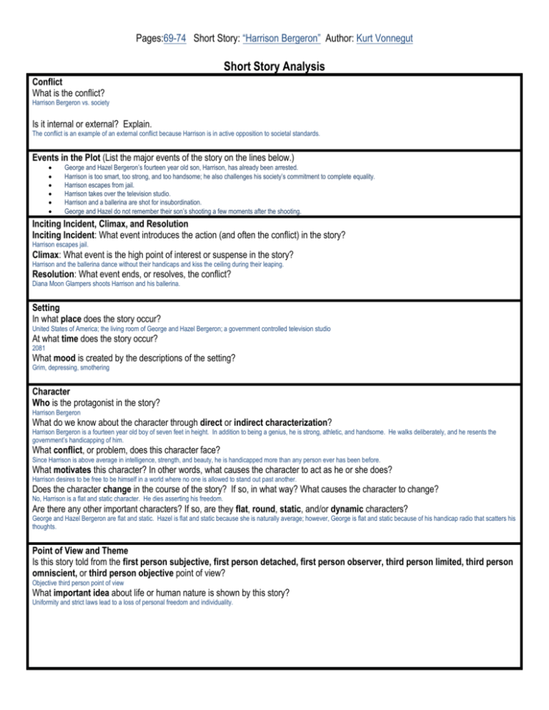Short Story Analysis Short Story Analysis