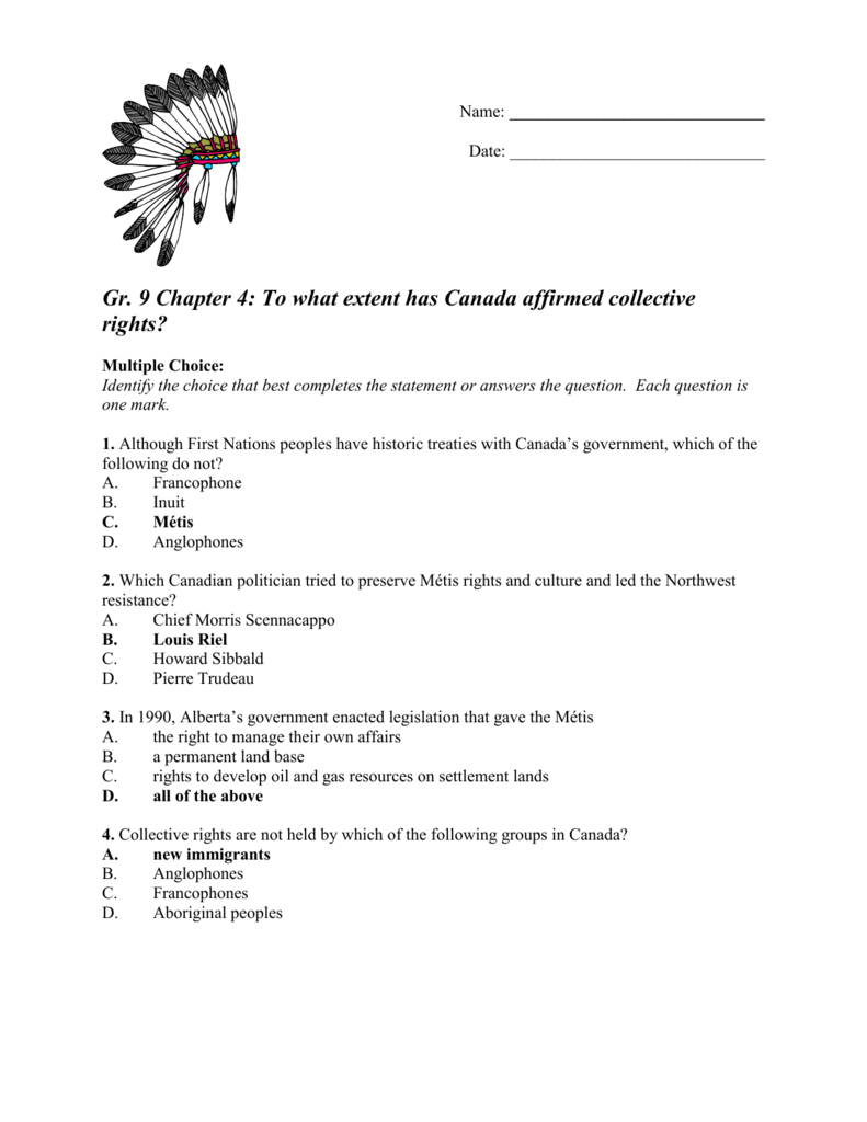 Chapter 4 Test Answer Key Chapter 4 Test Answer Key