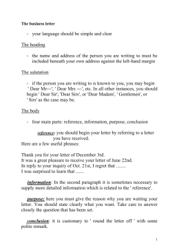 Useful Phrases for Formal letters