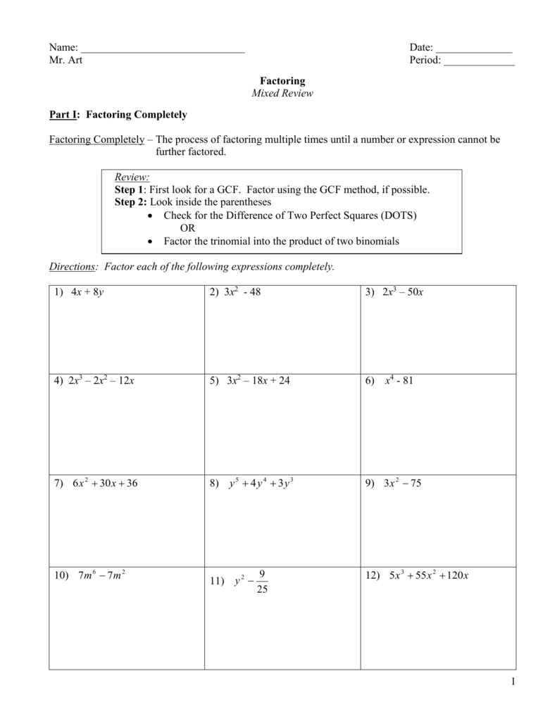 Review Factoring Trinomials Worksheet Lasopablind Review Factoring Trinomials Worksheet Lasopablind