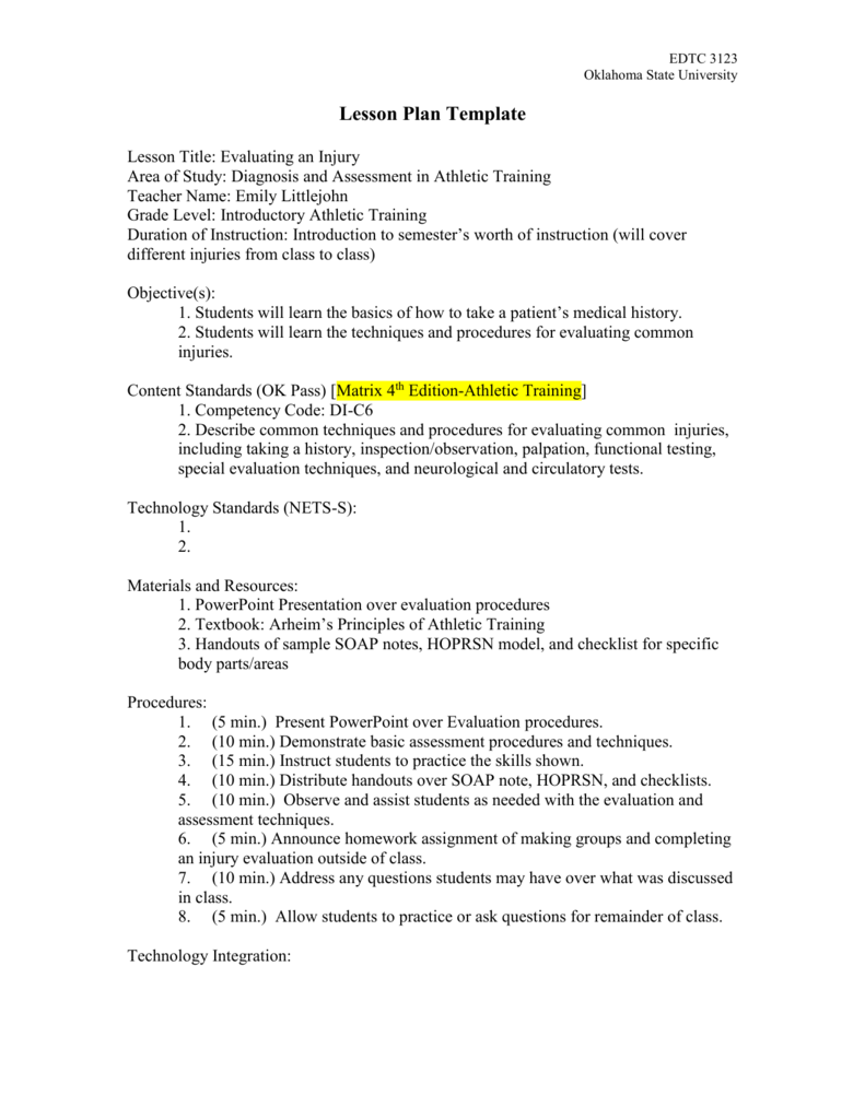 Athletic Training Soap Note Template HQ Printable Documents