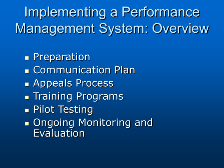 Chapter 7 Implementing A Performance Management System