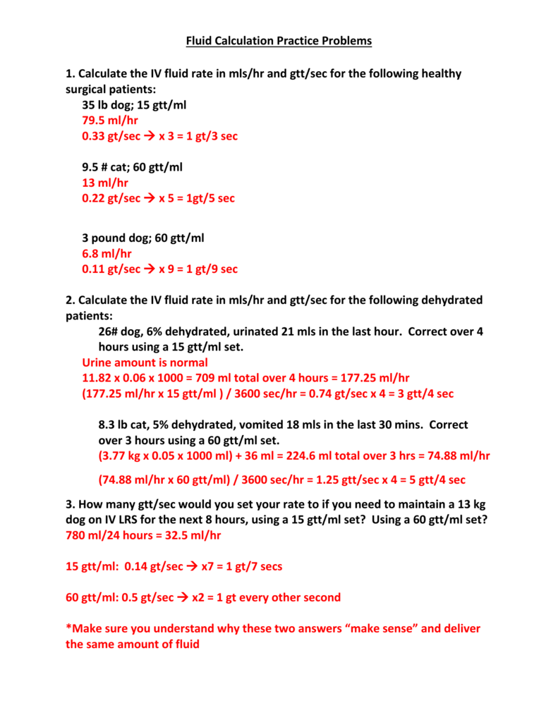 Fluid Calculation Practice Problems Calculate The IV Fluid Rate In Mls Fluid Calculation Practice Problems Calculate The IV Fluid Rate In Mls