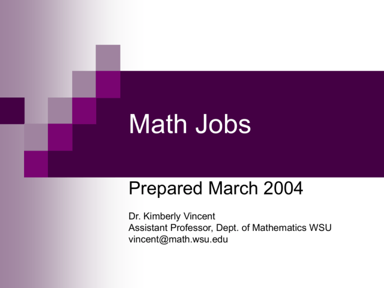 PowerPoint Presentation On Jobs In The Field Of Mathematics PPT