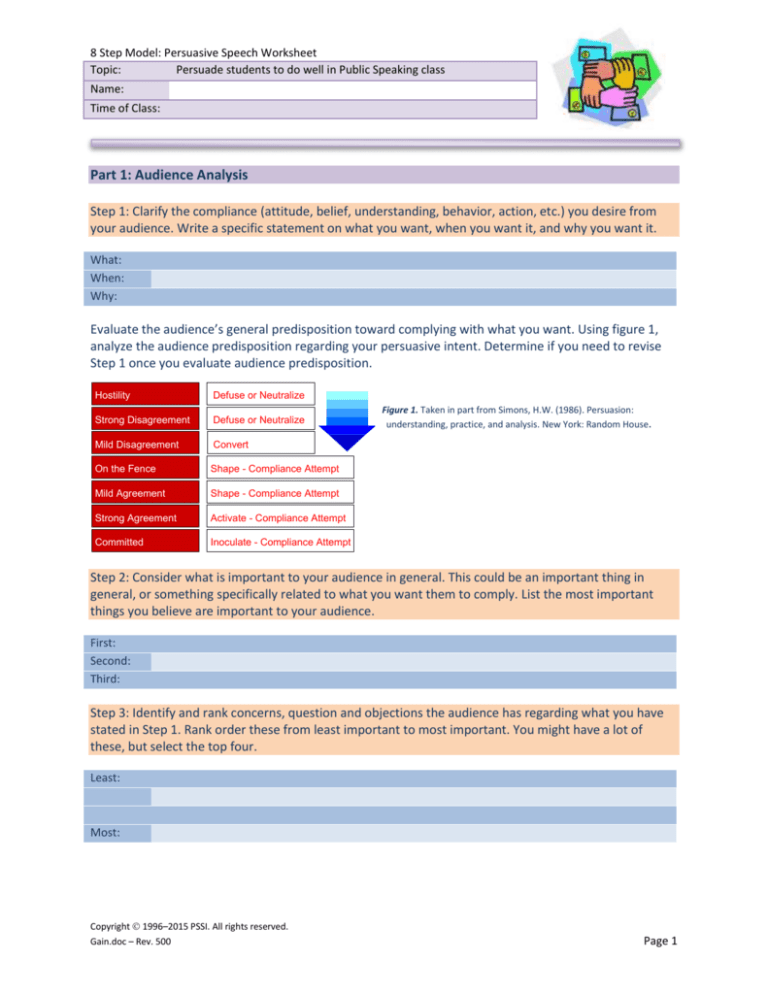 Persuasive Speech Worksheet STUDENT