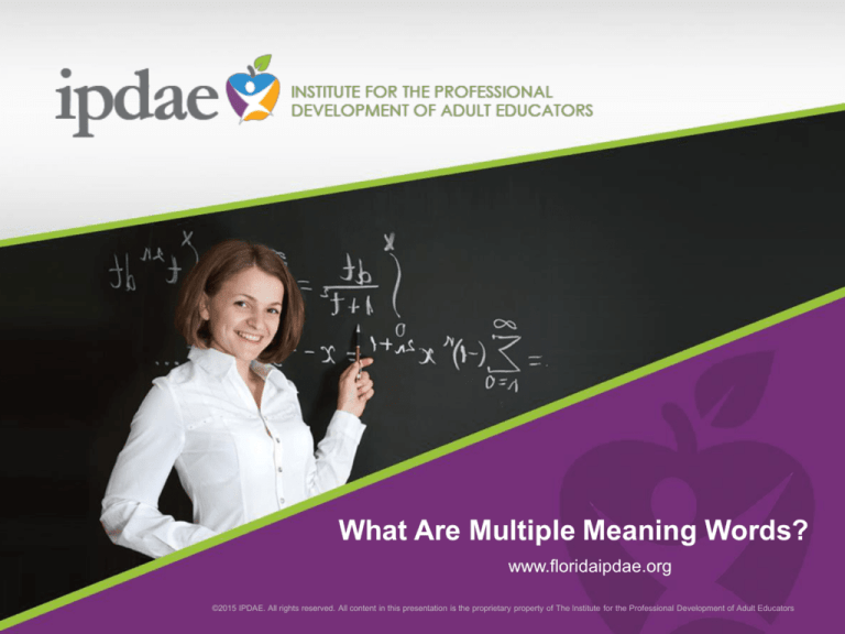 What Are Multiple Meaning Words What Are Multiple Meaning Words