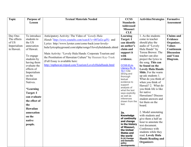 Lesson Plan Overview Americanhistoryk