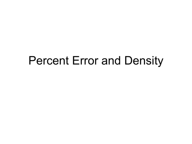 Percent Error And Density Percent Error And Density