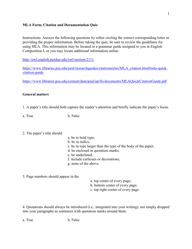 MLA Quiz UML Fall 2015