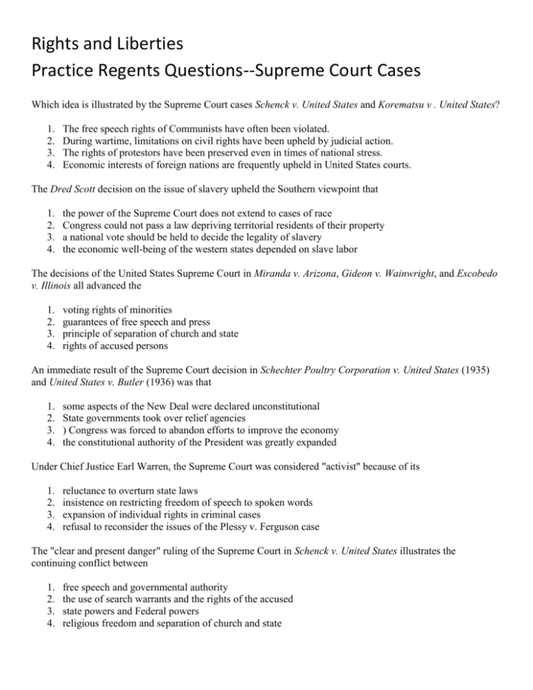 Rights And Liberties Practice Regents Questions Rights And Liberties Practice Regents Questions