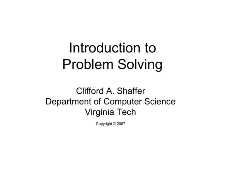 Problem Solving For Computer Science