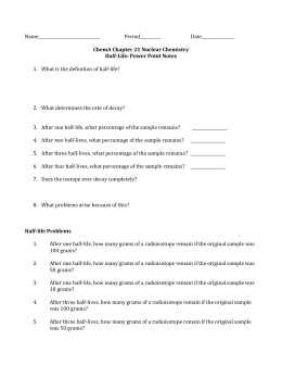 Radioactivity & Half-Lives Review Worksheet