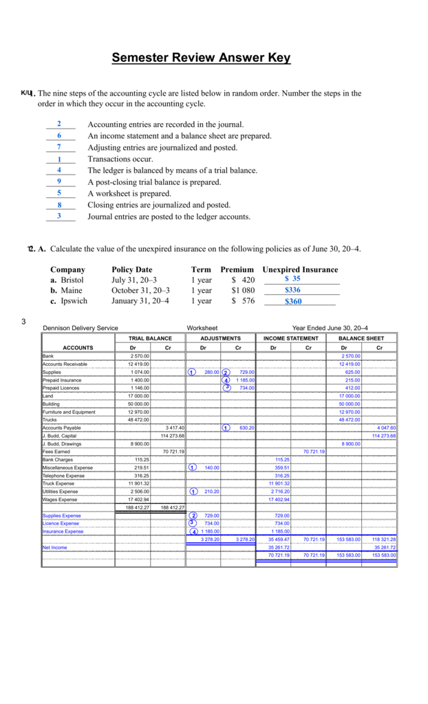 Exam Part 1 Answer Key Exam Part 1 Answer Key