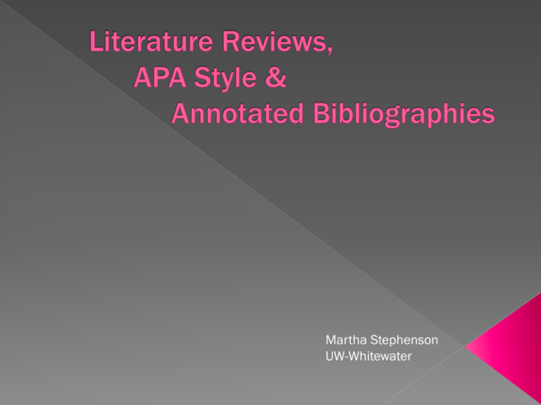 APA Style & Annotated Bibliographies