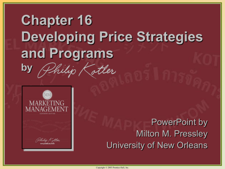 Setting Pricing Policy Setting Pricing Policy
